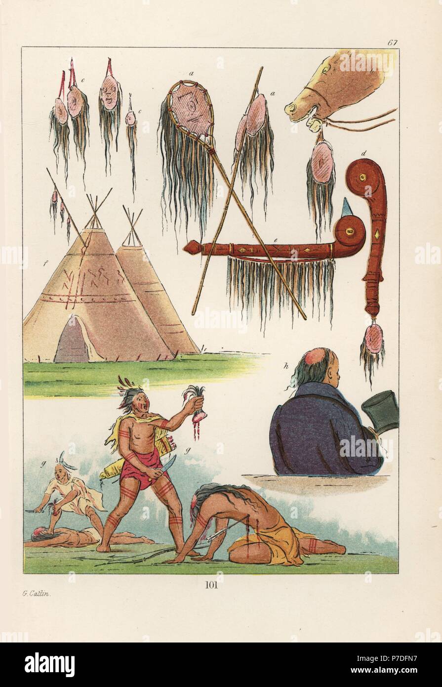 Native american with scalps Banque de photographies et d’images à haute ...