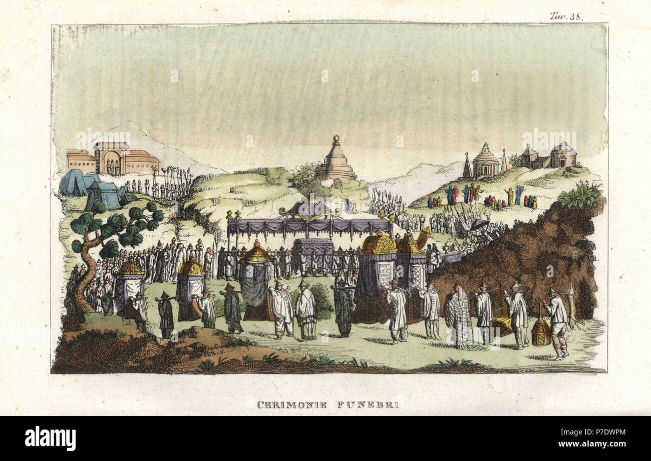 Cérémonie funéraire chinois avec des personnes en deuil dans une ...