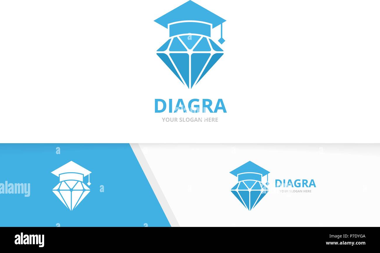 Vector diamond et graduate hat combinaison logo. Bijoux et symbole de l ...