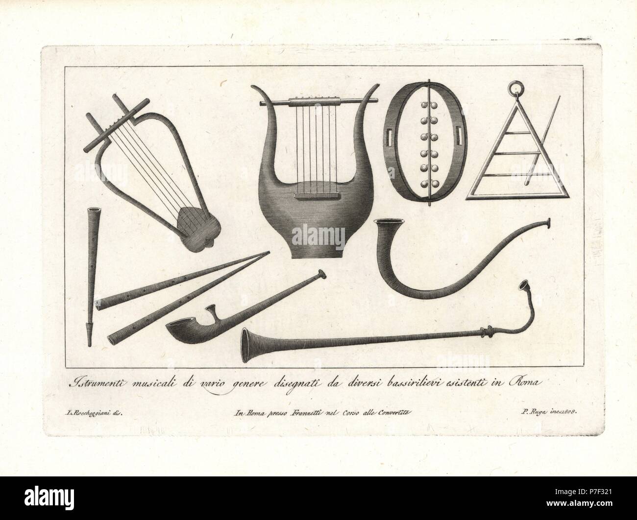 Des instruments de musique de reliefs à Rome. Lyre ou cithare ou de ...