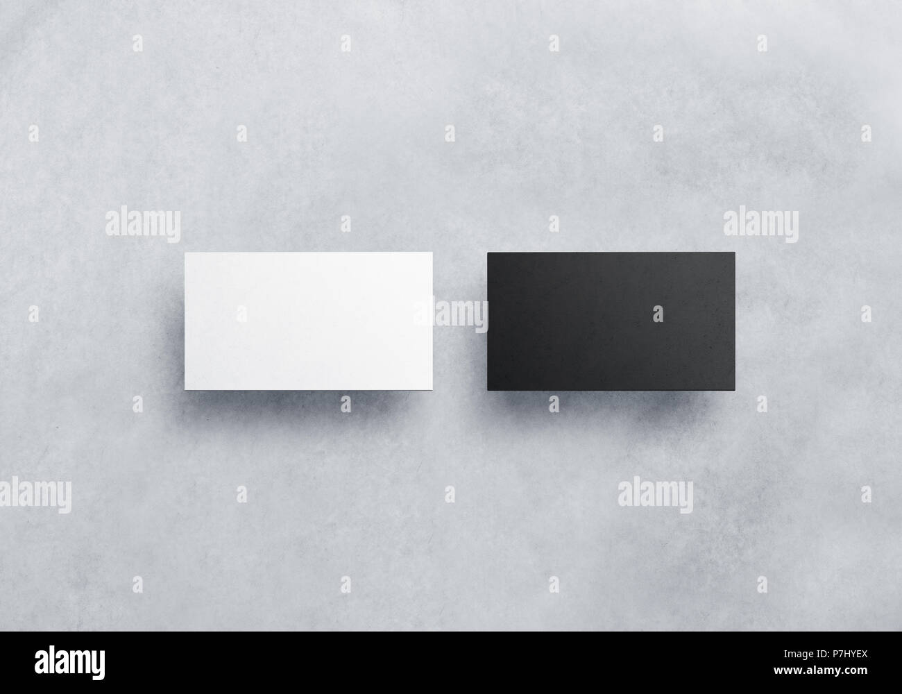 Deux maquettes blank business card isolé sur fond texturé gris. Design ...