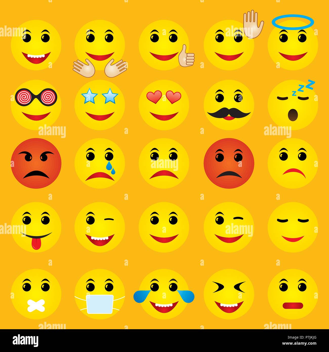 Carte de souhaits jour emoji monde modèle design avec différents ...