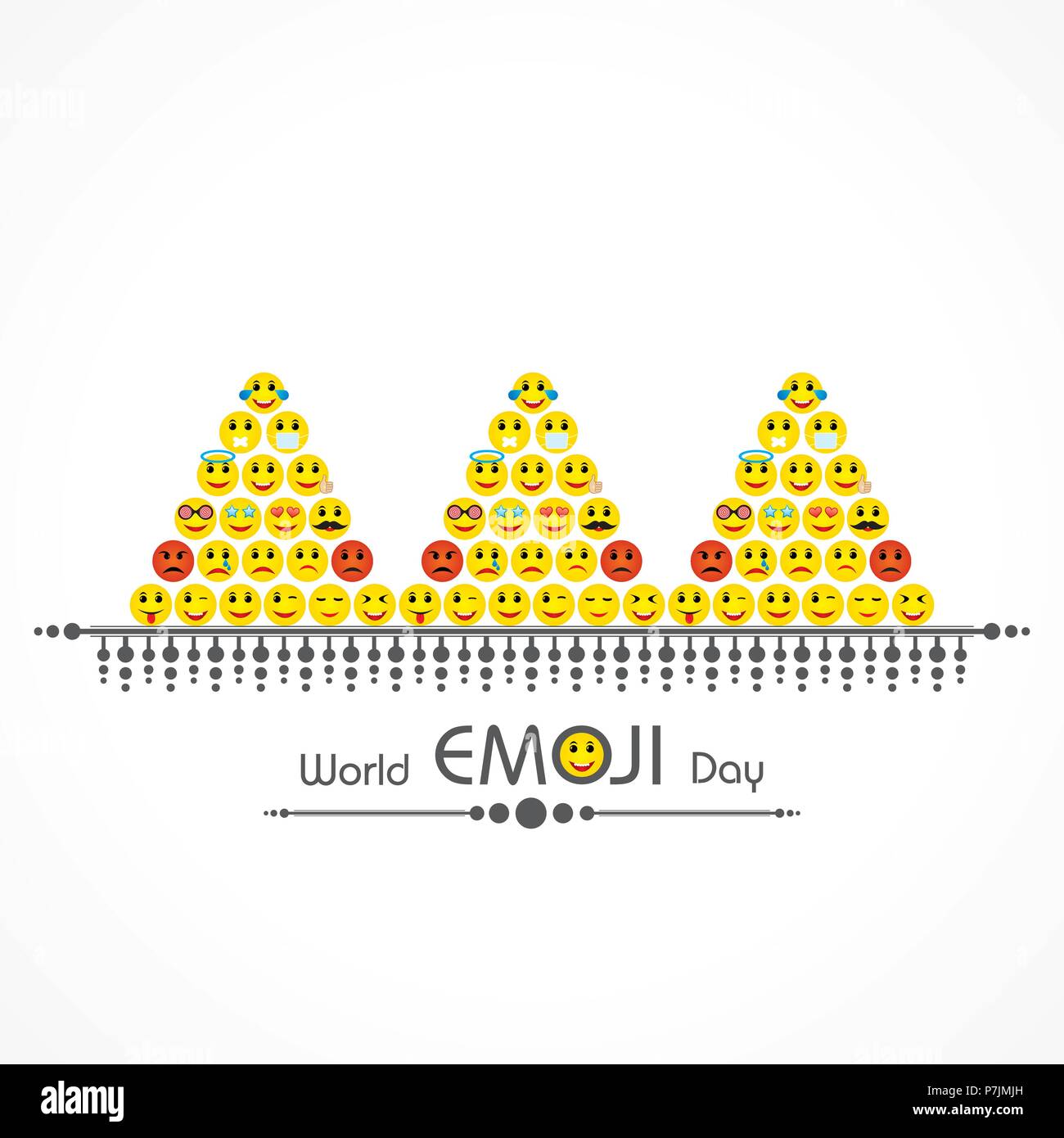 Carte de souhaits jour emoji monde modèle design avec différents ...