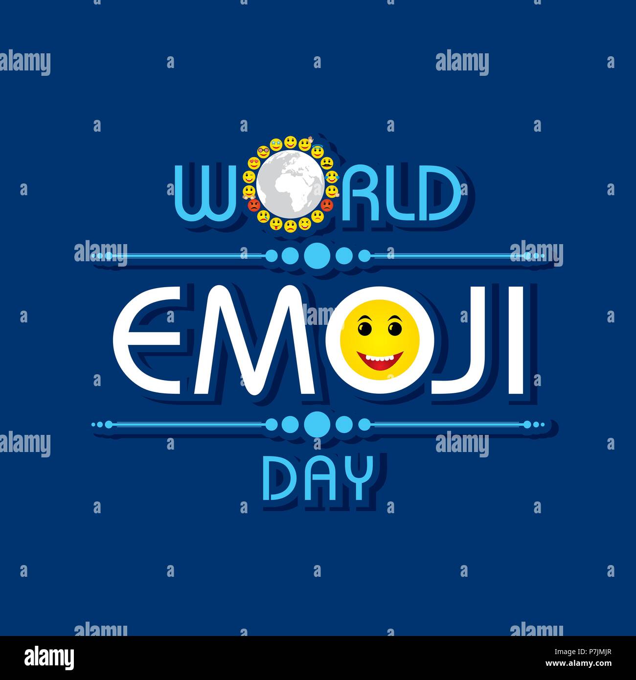 Carte de souhaits jour emoji monde modèle design avec différents ...