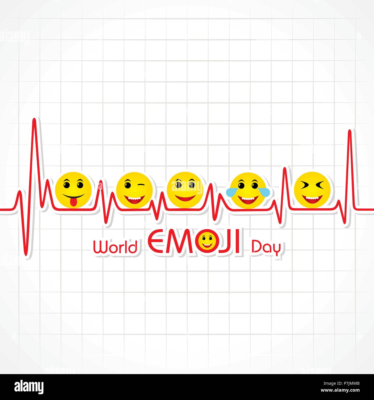 Carte de souhaits jour emoji monde modèle design avec différents ...