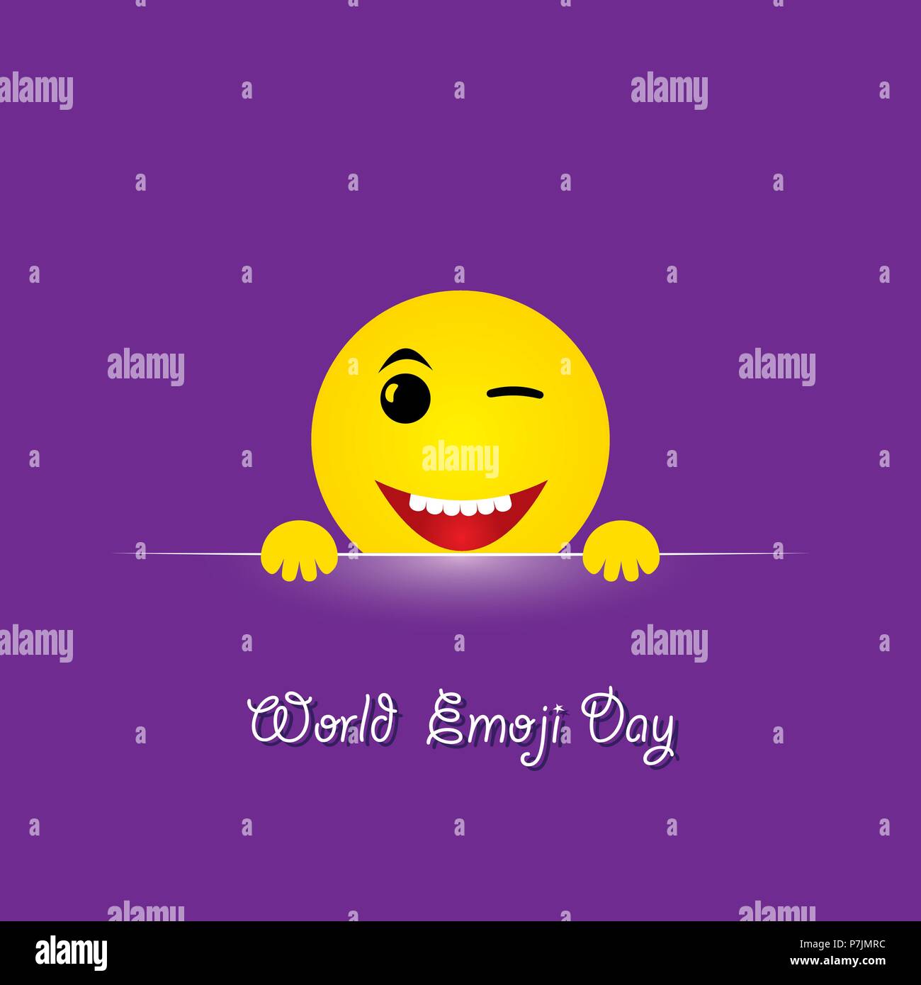 Carte de souhaits jour emoji monde modèle design avec différents ...