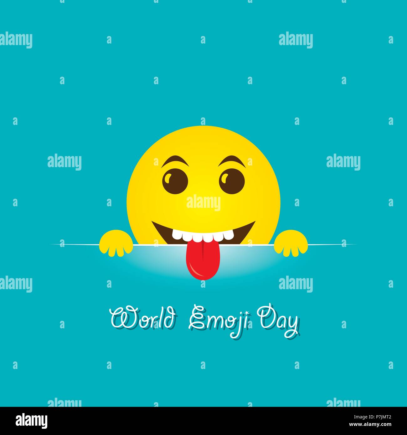 Carte de souhaits jour emoji monde modèle design avec différents ...