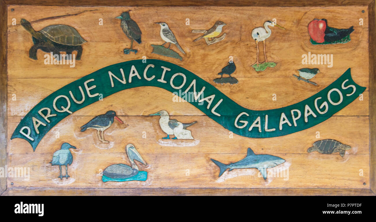Parque Nacional Galápagos Sign Photo Stock - Alamy
