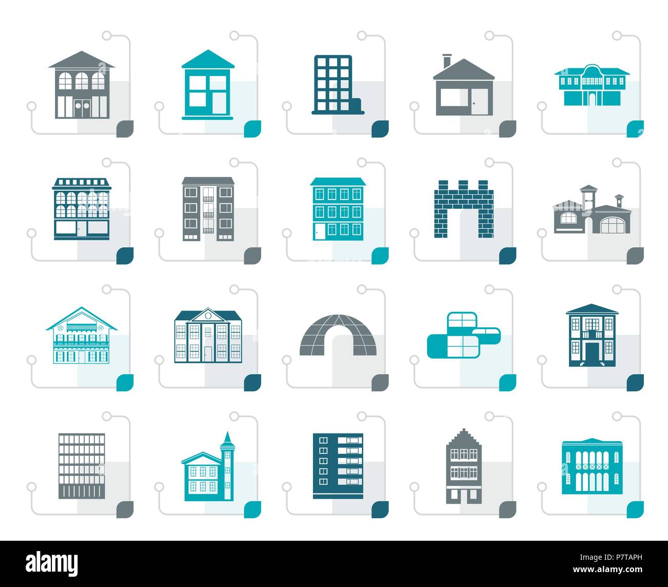Des différents types de maisons et immeubles - Vector Illustration ...