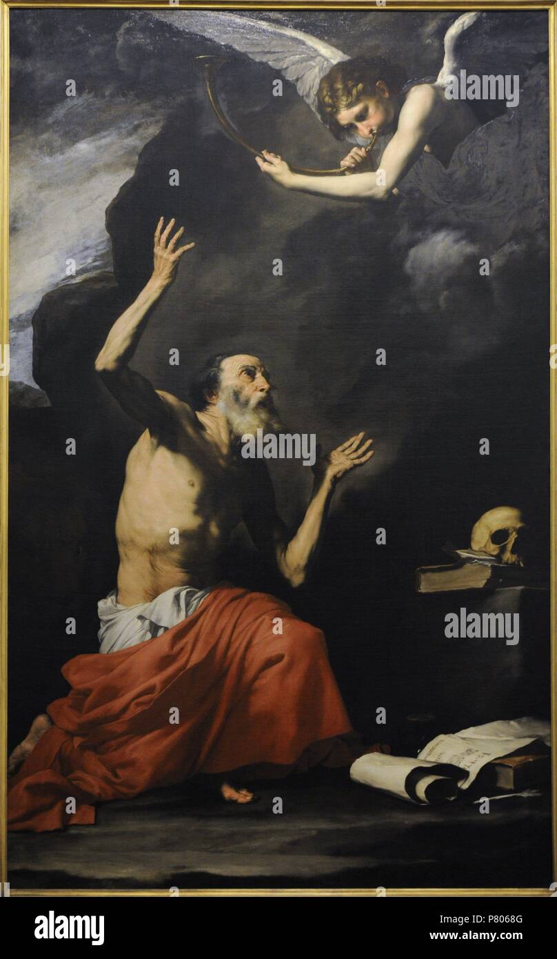 Jusepe de Ribera (1591-1652). Peintre Baroque. Saint Jérôme et ange ...