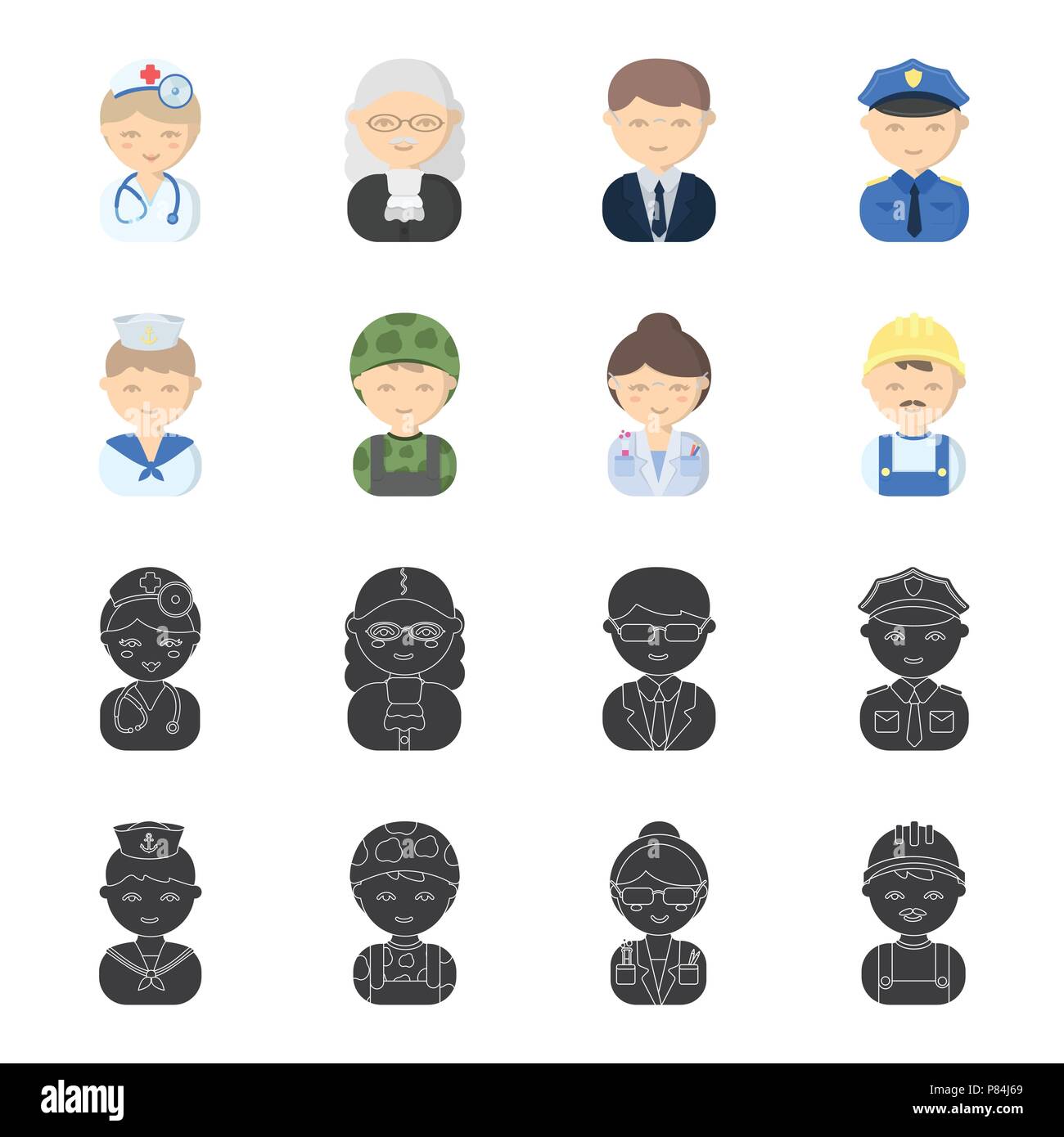 Marin, soldat, scientifique, builder.collection set Profession icônes ...