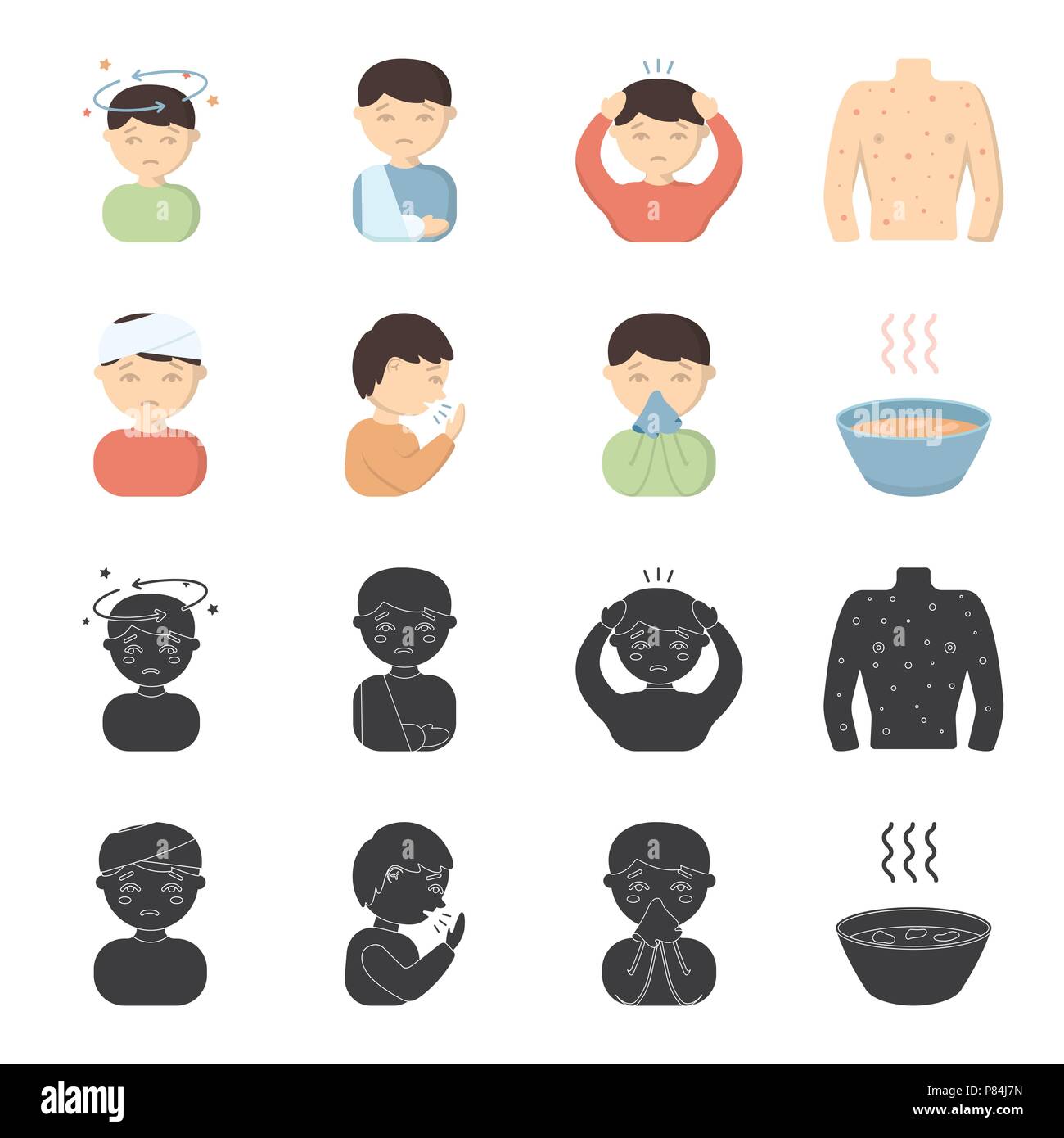 Tousser dans le mouchoir cartoon Banque d'images vectorielles - Alamy