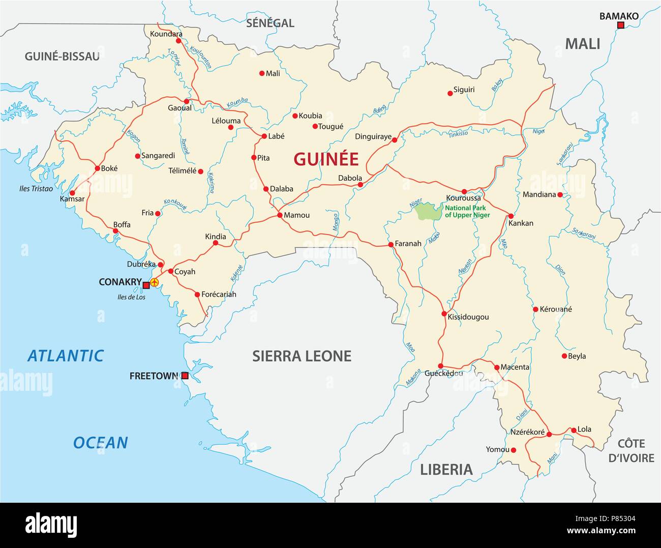 Carte de la guinée Banque d'images vectorielles - Alamy