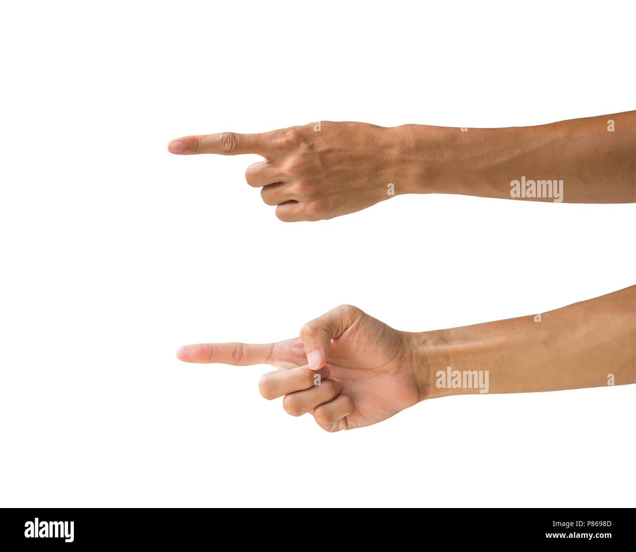 Les gestes de la main chemin isolé sur fond blanc. Part faire signe ou ...