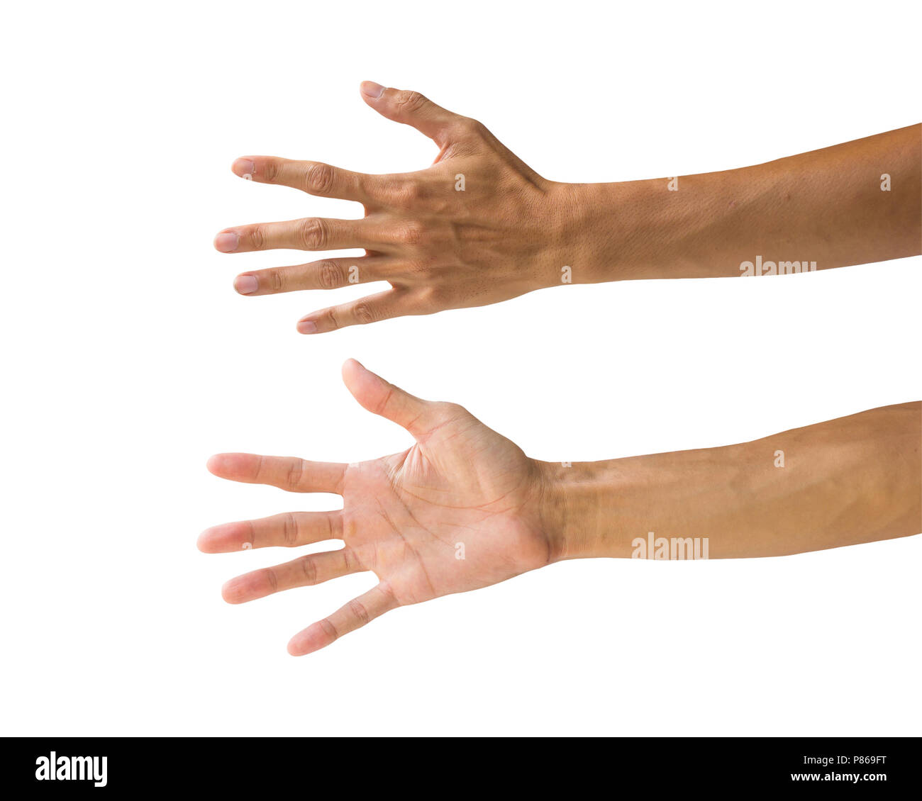 Les gestes de la main chemin isolé sur fond blanc. Part faire signe ou ...