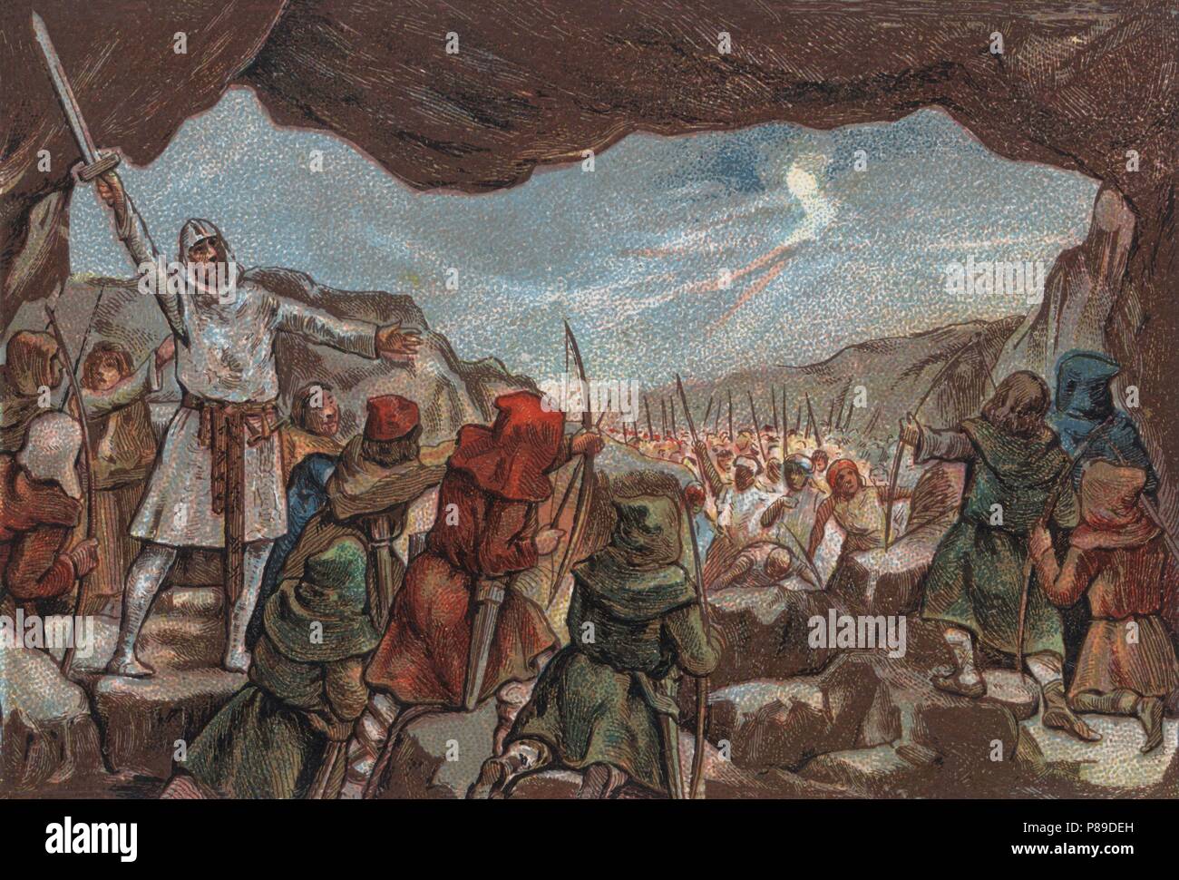 Historia de España. Bataille de Covadonga en el año 722 entre el ...
