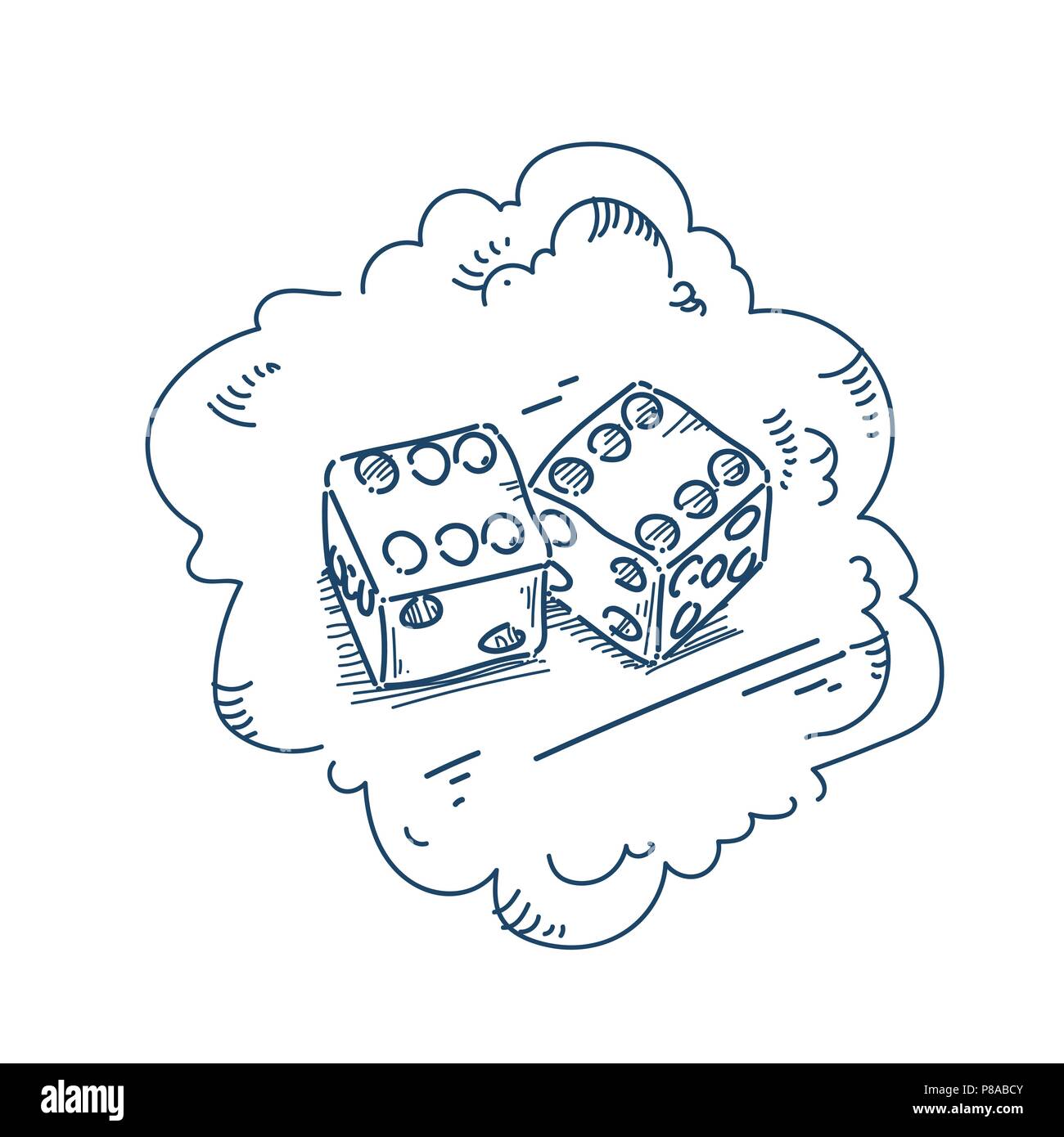 Double dé bonne chance concept sur fond blanc croquis doodle vector ...