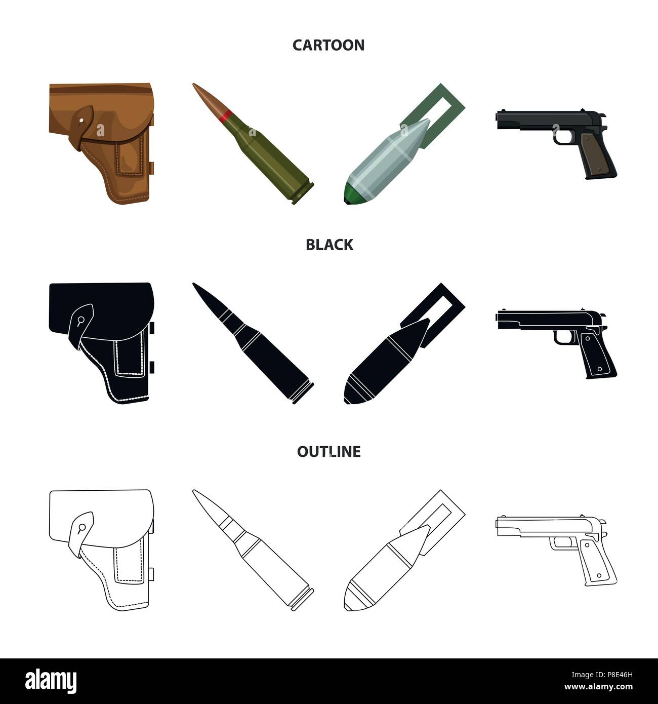 7290, cartouche, la bombe, pistolet. Ensemble de l'armée militaire et ...