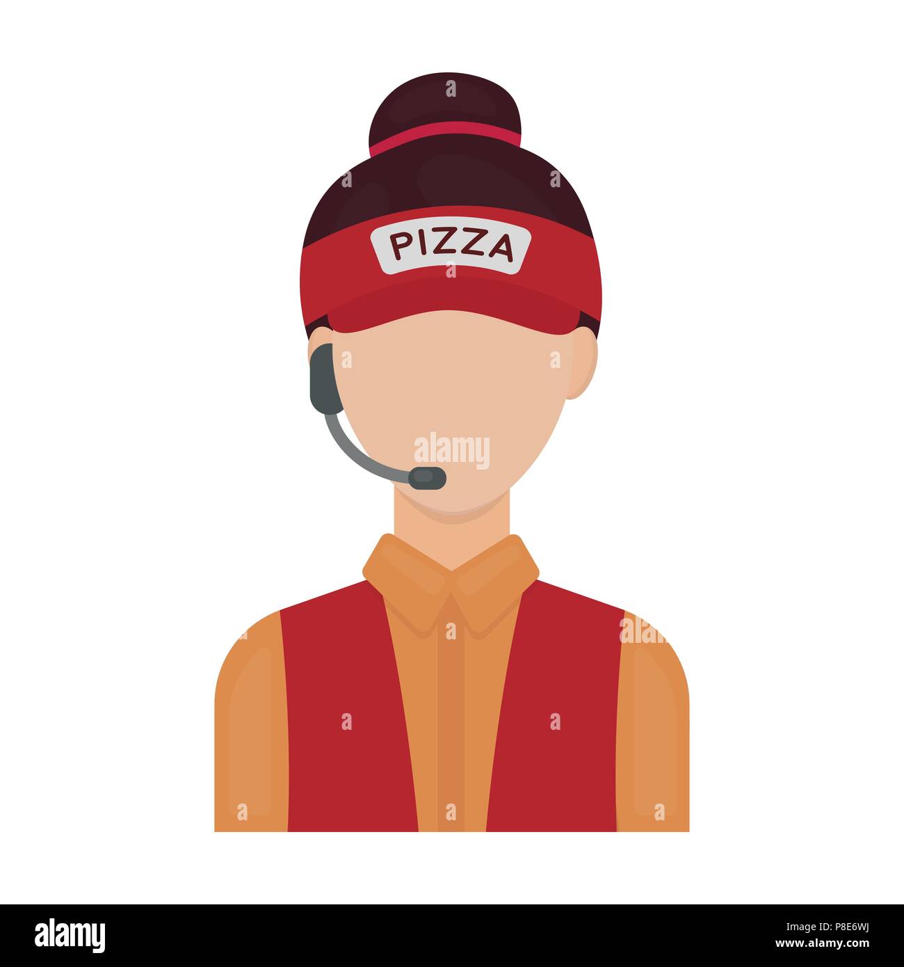 Vendeuse en icône cartoon style isolé sur fond blanc. Pizzeria Pizza et ...