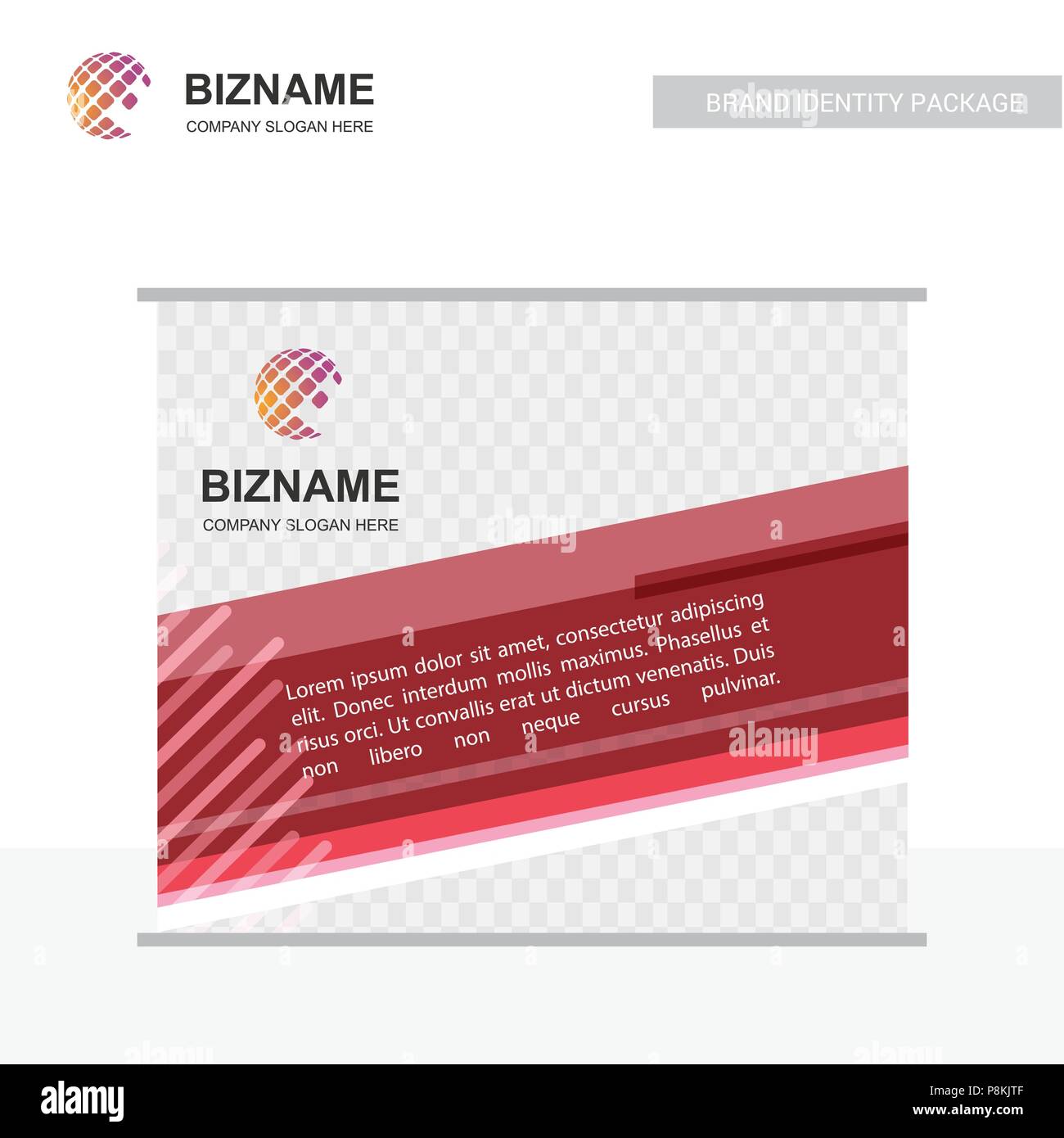 Brochure design avec thème rouge avec logo vector carte du monde. Pour ...