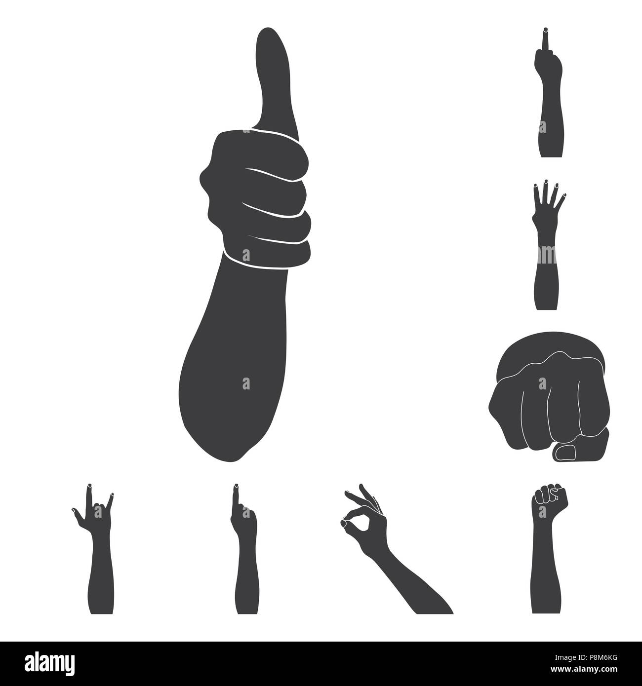 Les gestes et leur signification des icônes noires dans set collection ...