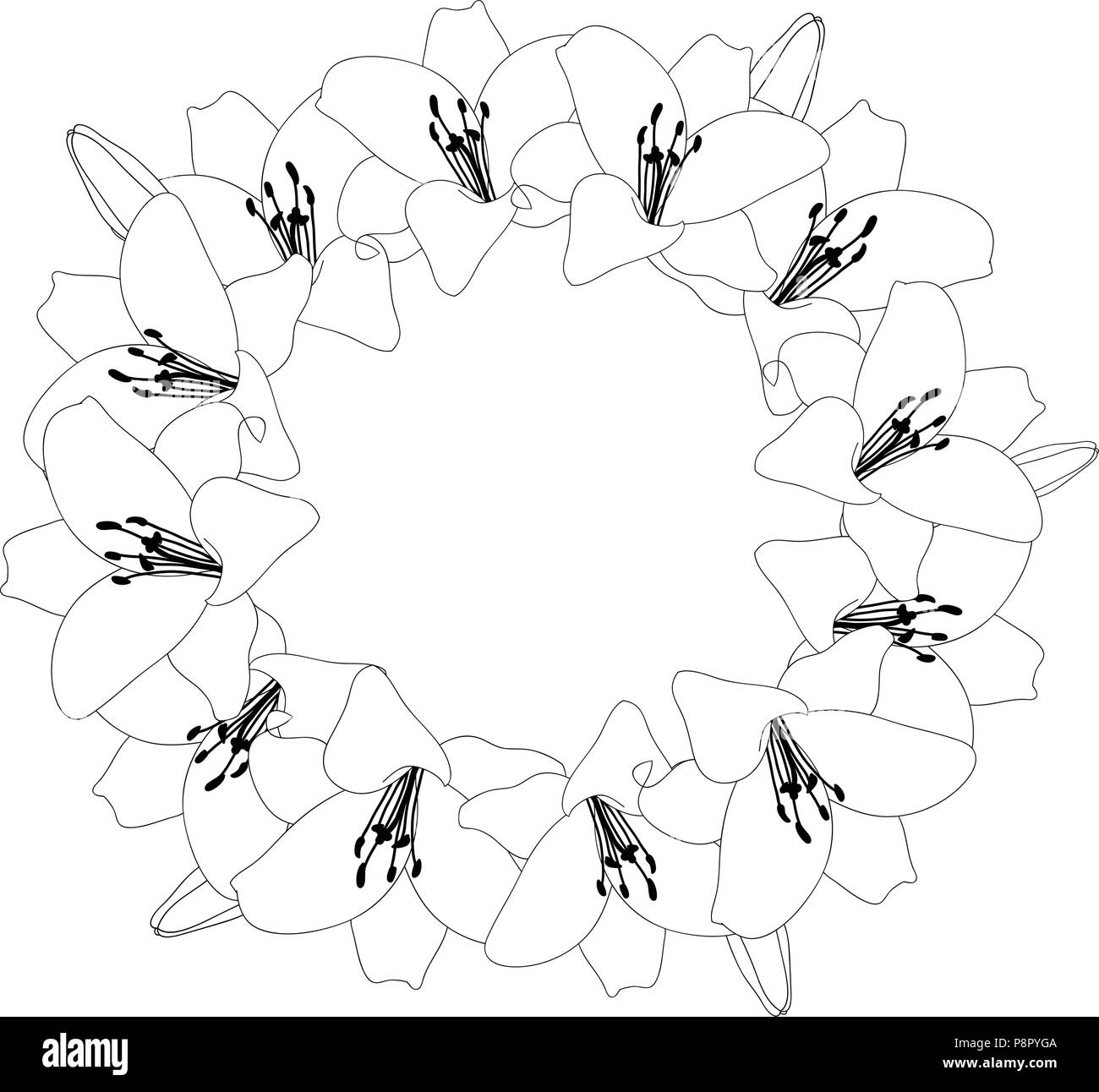 Fleur de Lys Couronne Contour isolé sur fond blanc. Vector Illustration ...