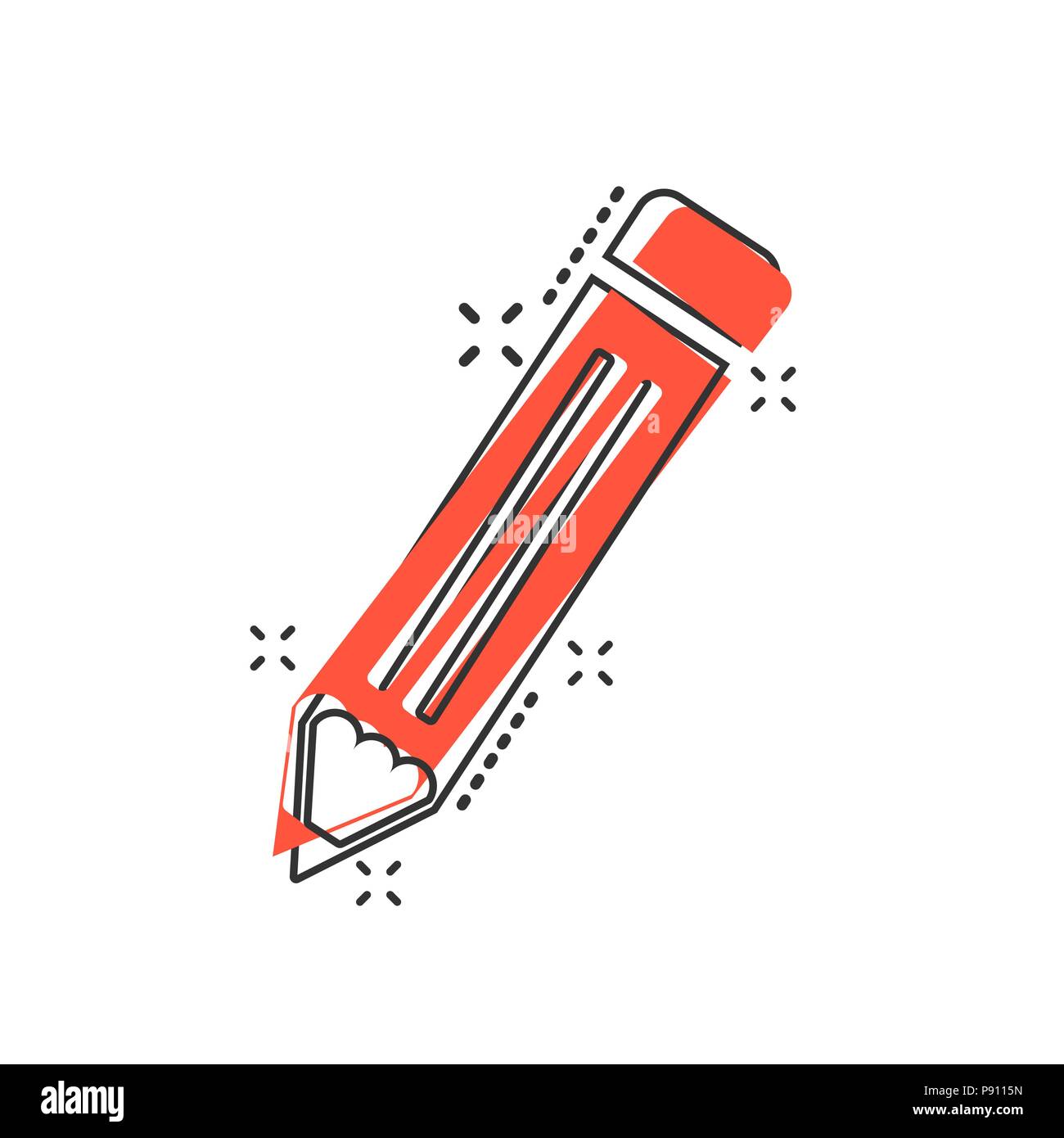 Cartoon Vector icône de crayon dans le style comique. Signe stylo ...