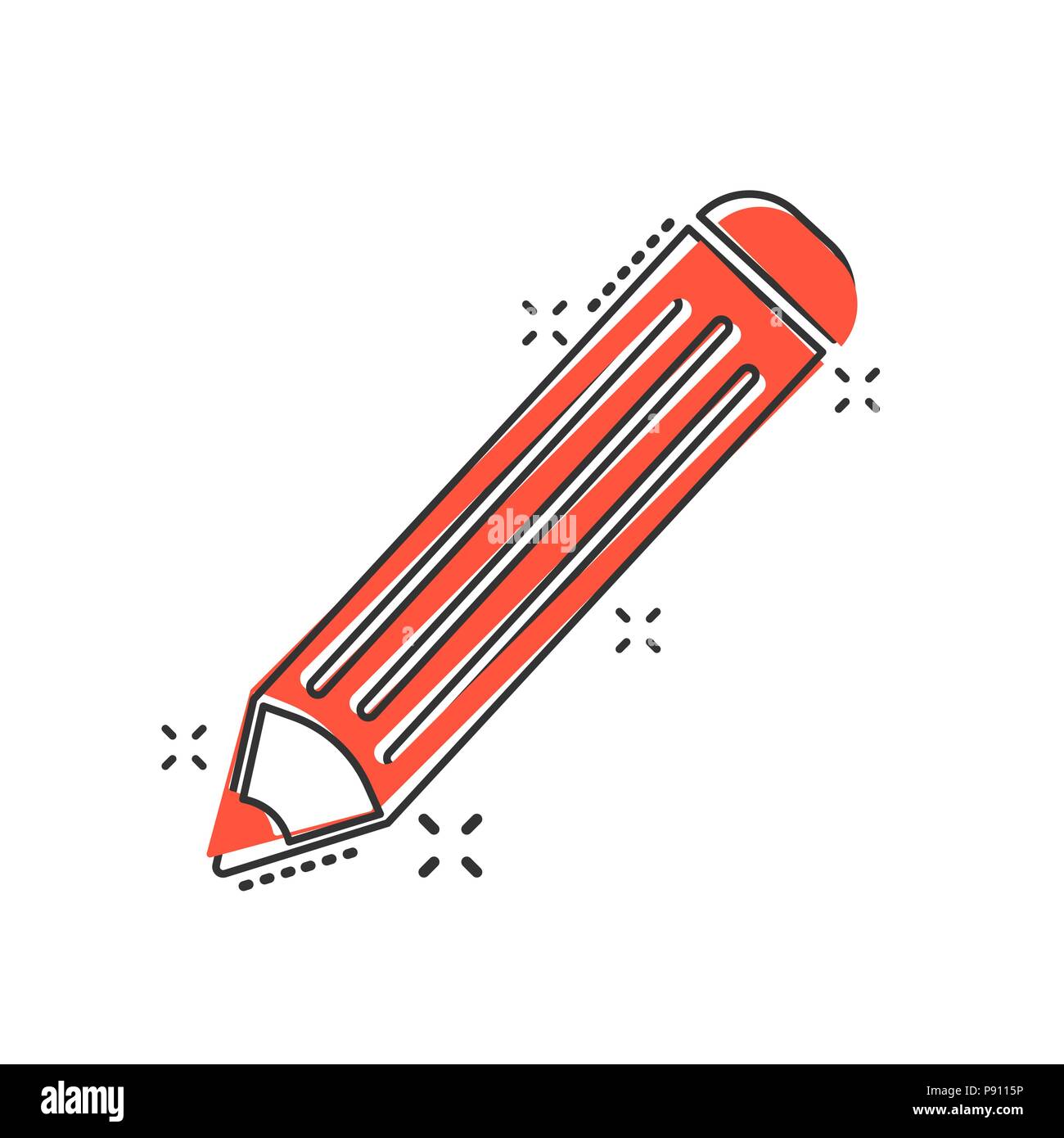 Cartoon Vector icône de crayon dans le style comique. Signe stylo ...