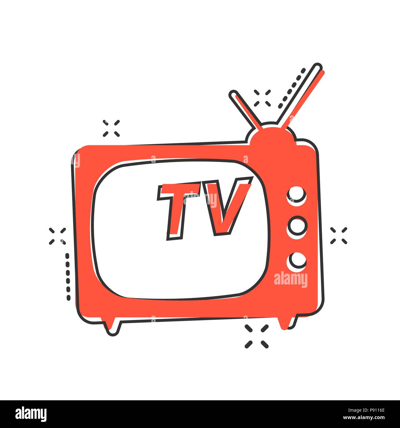Cartoon Vector icône TV dans le style comique. Signe de la télévision ...