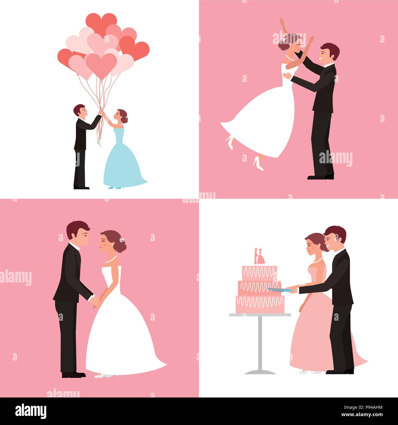 Carte de mariage mariés set vector illustration Image Vectorielle Stock ...