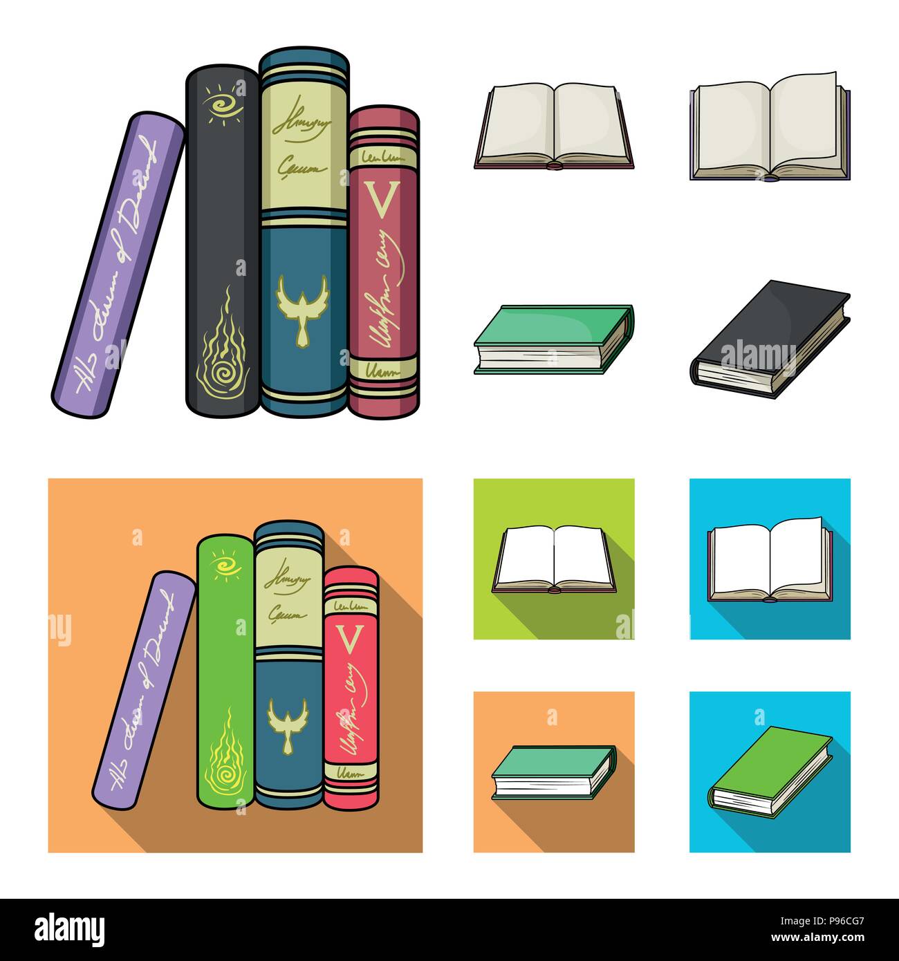 Différents types de livres. Livres collection set icônes de style ...