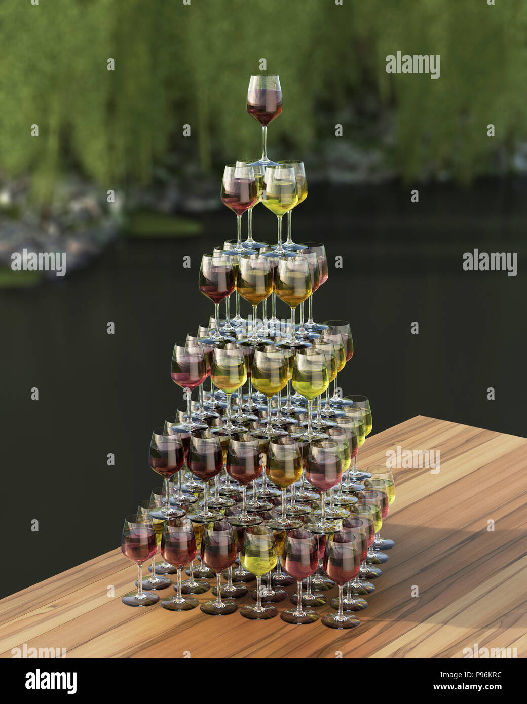 Pyramide de dégustation de vin rouge, roze et des vins blancs, dans les ...