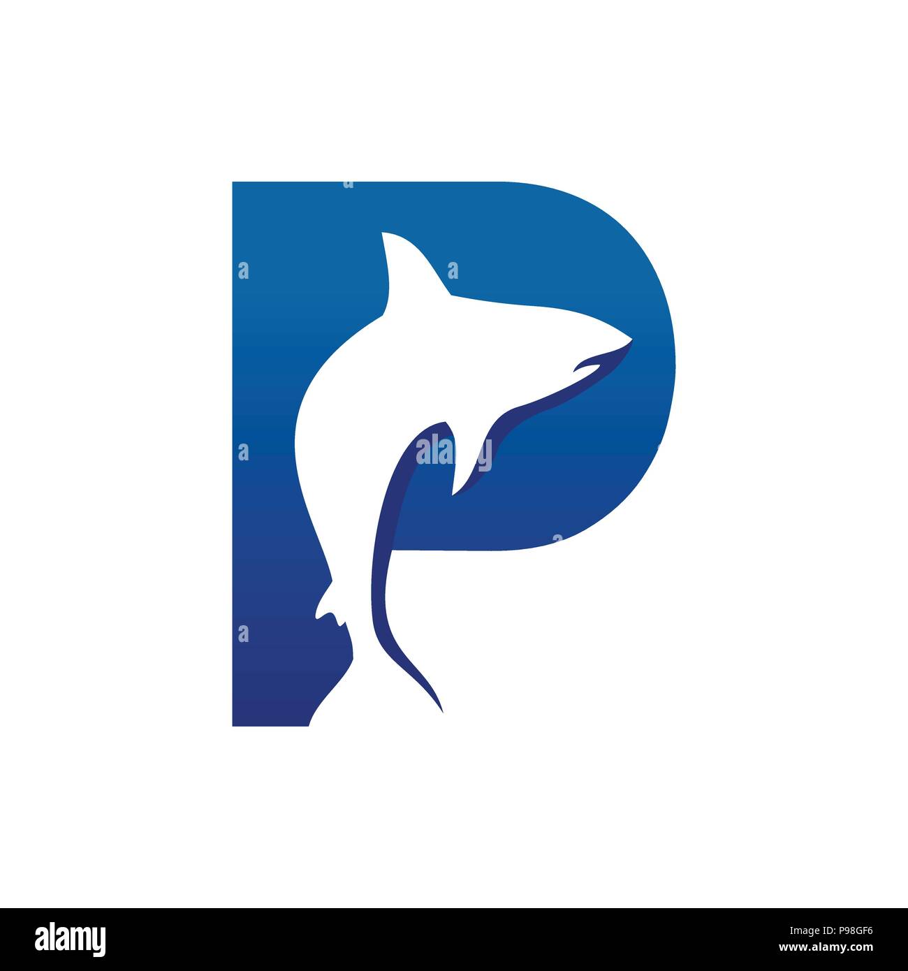Les poissons de la création initiale de la forme P Lettermark Logo ...