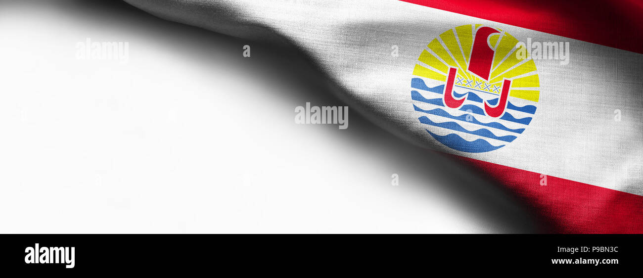Drapeau réaliste de la Polynésie française sur fond blanc Photo Stock ...