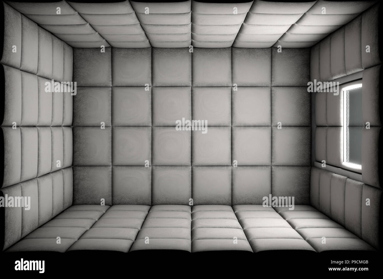 Une cellule capitonnée blanche vide dans un hôpital psychiatrique - 3D ...