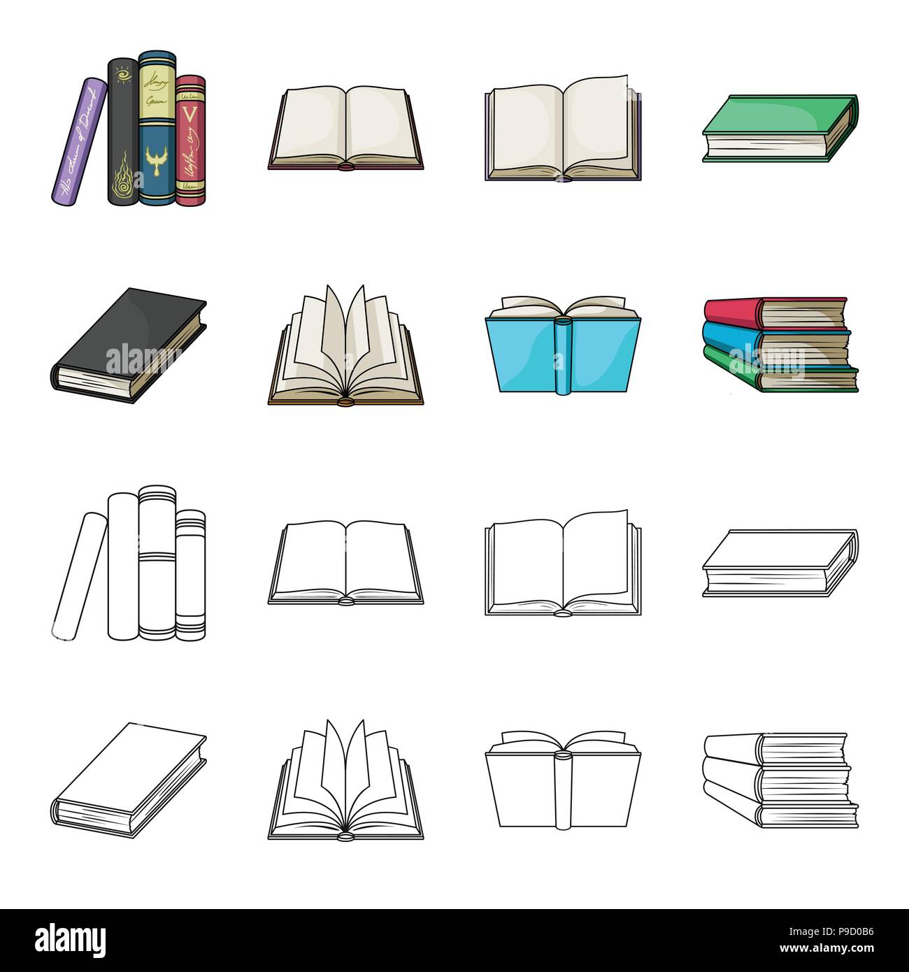 Différents types de livres. Livres collection set icônes de cartoon ...