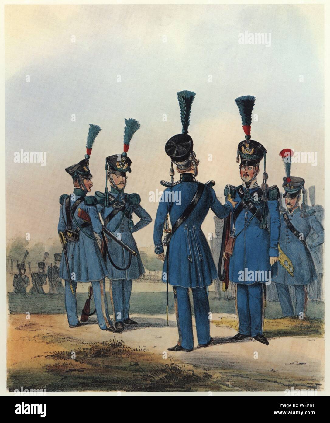 Alemania. Reino de Bayern. Del siglo XIX. Uniformes Soldado teniente ...