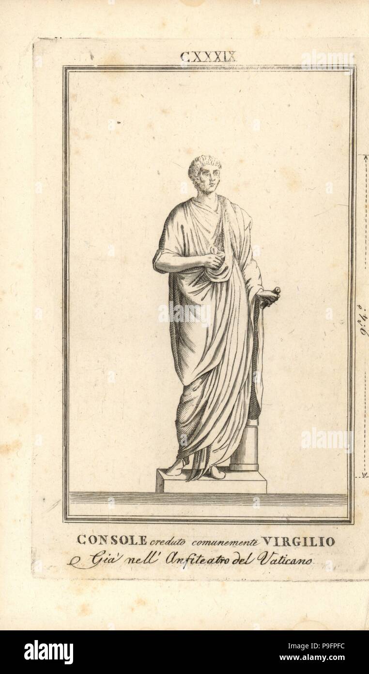 Statue d'un consul romain que l'on croit être Virgilio. Dans le Vatican ...