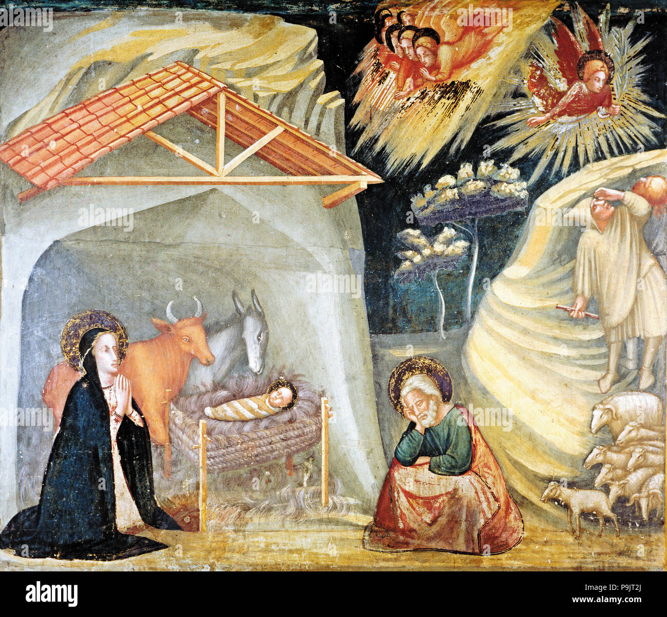 "La naissance de Jésus à Bethléem" Détail des peintures par Ferrer ...