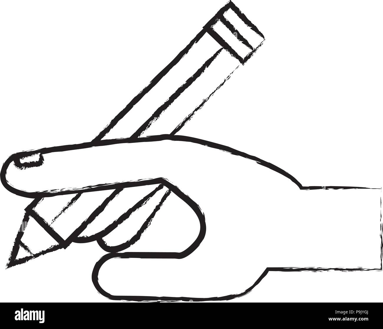 La main avec un crayon sur fond blanc, vector illustration Image ...