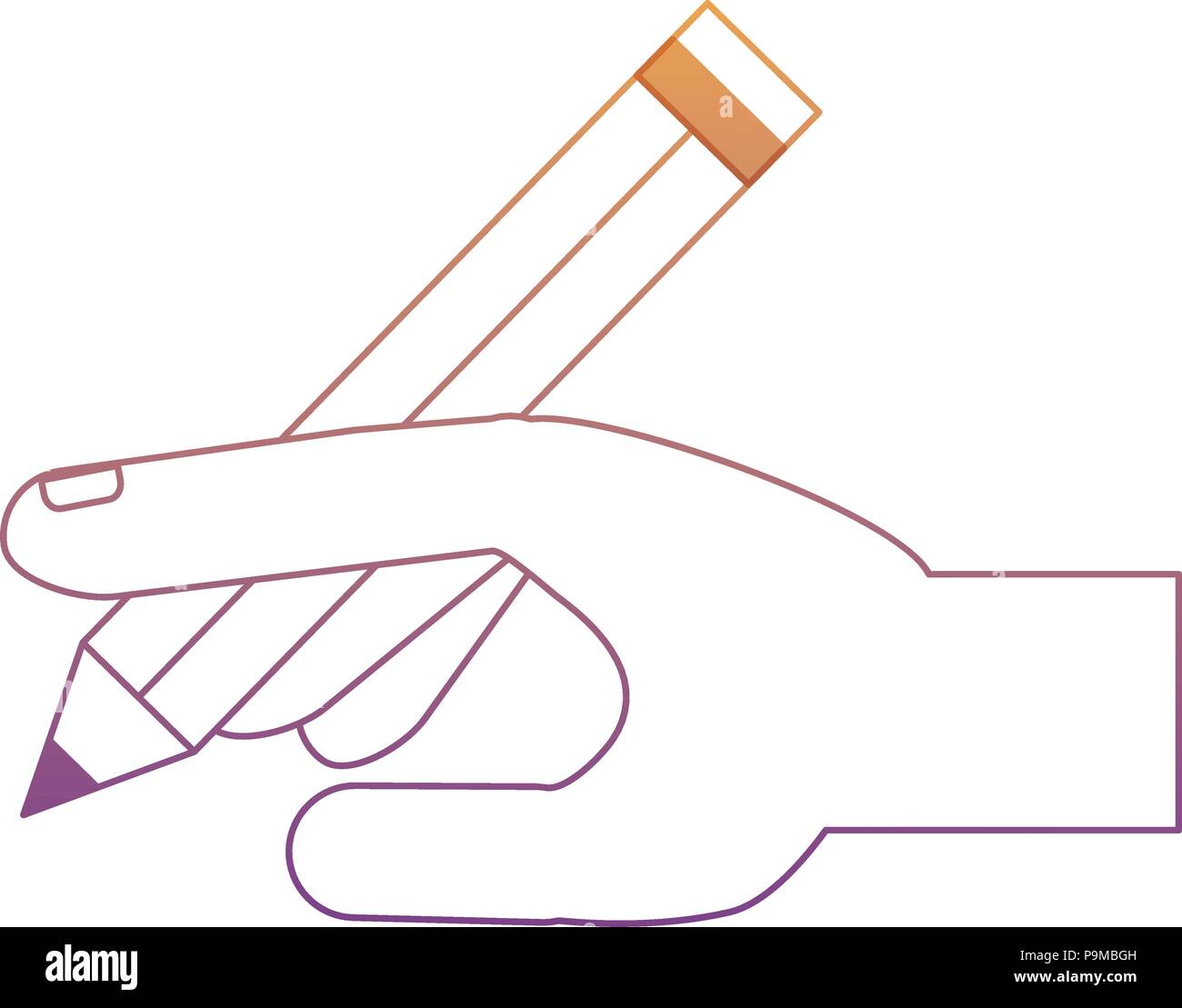 La main avec un crayon sur fond blanc, vector illustration Image ...