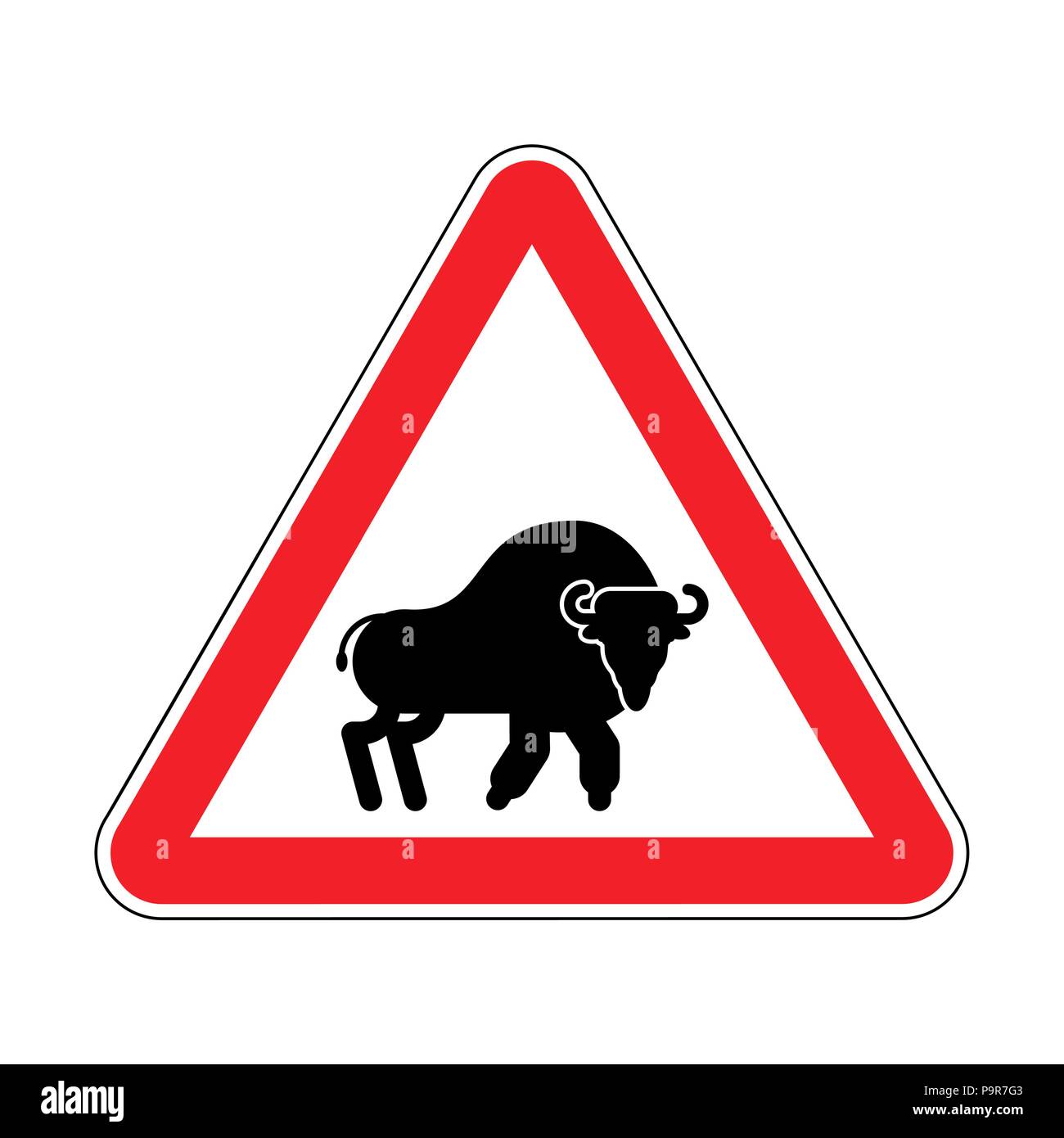 Sign caution not approach bison Banque d'images vectorielles - Alamy