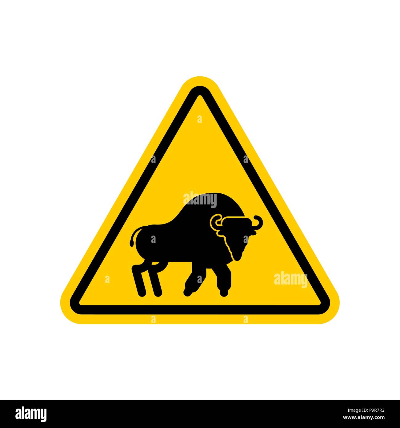 Sign caution not approach bison Banque d'images vectorielles - Alamy