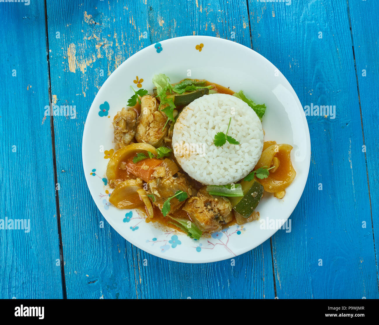 Seychelles curry de poisson avec du riz à la noix de coco , recette ...