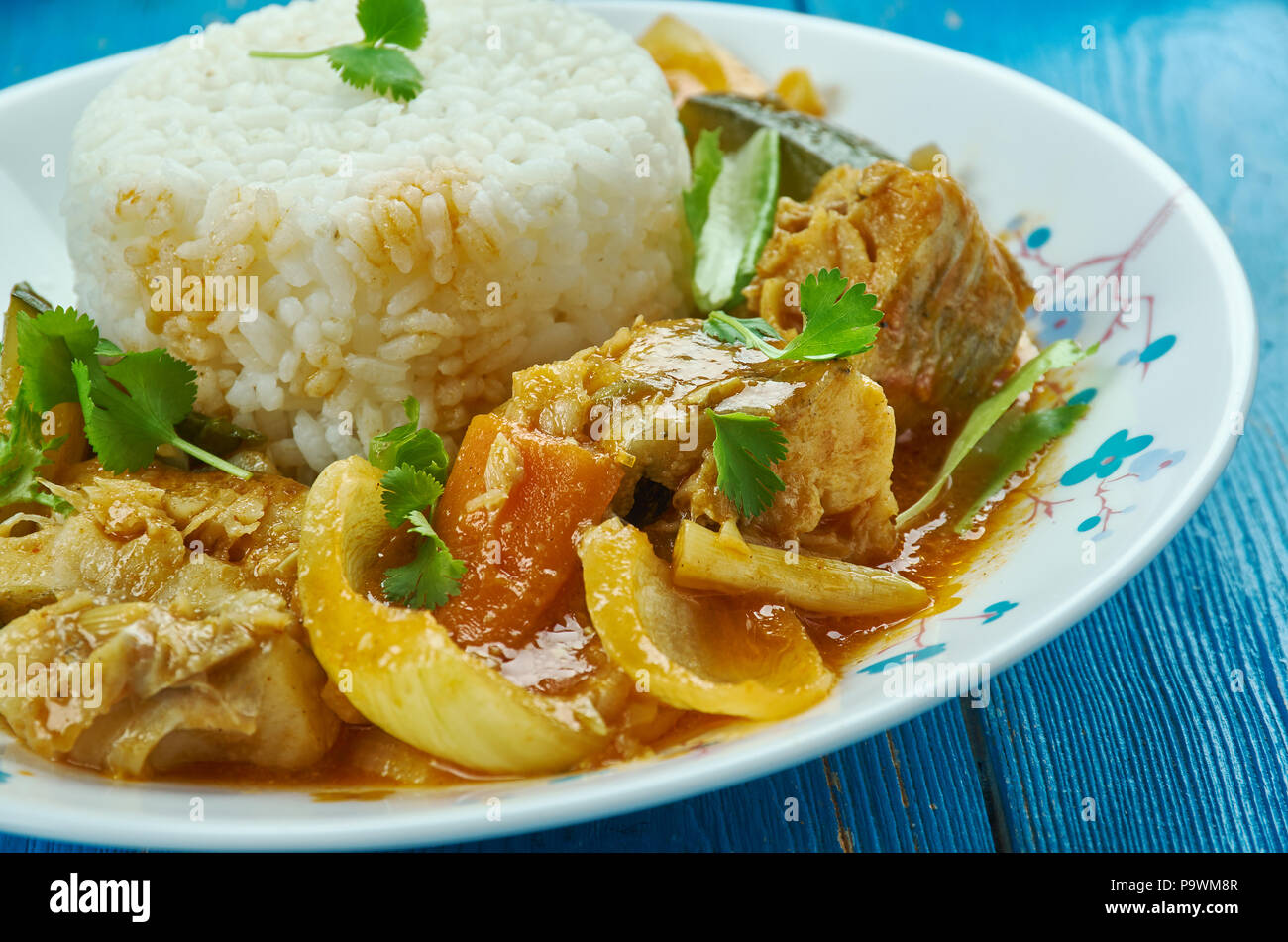 Seychelles curry de poisson avec du riz à la noix de coco , recette ...