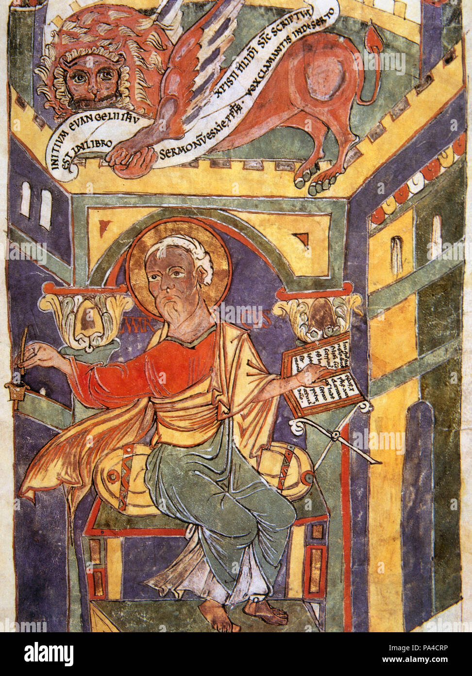 Saint Marc l'Évangéliste. Miniature, 11e siècle. 'Le Livre de l ...