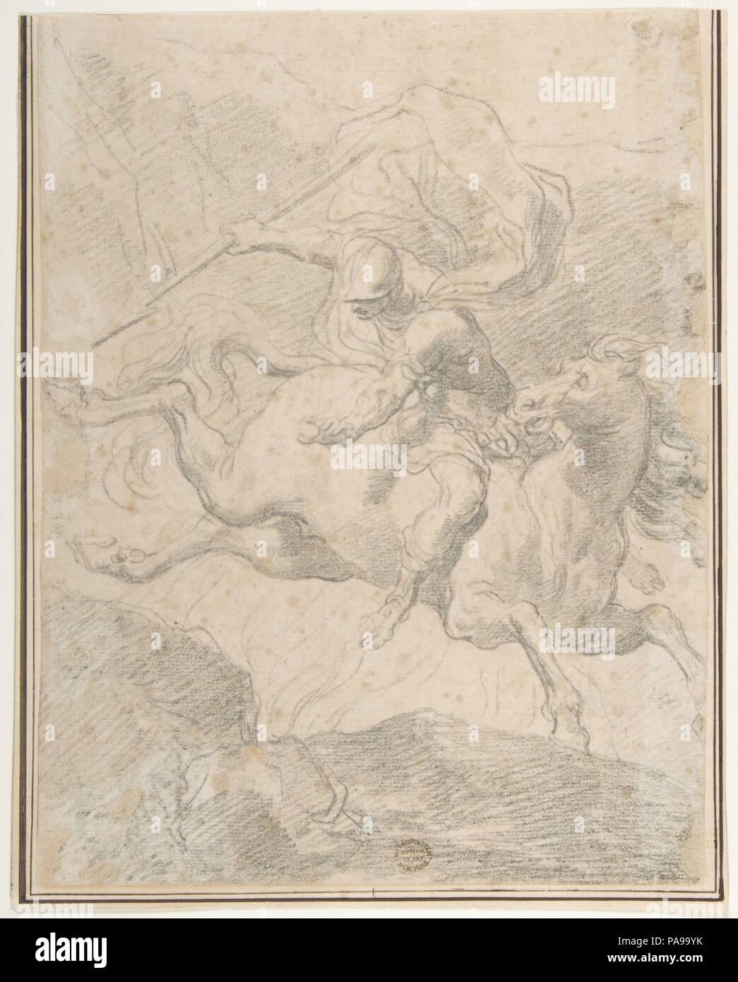 Marcus Curtius sauter dans le gouffre. Artiste : Gaetano Gandolfi ...