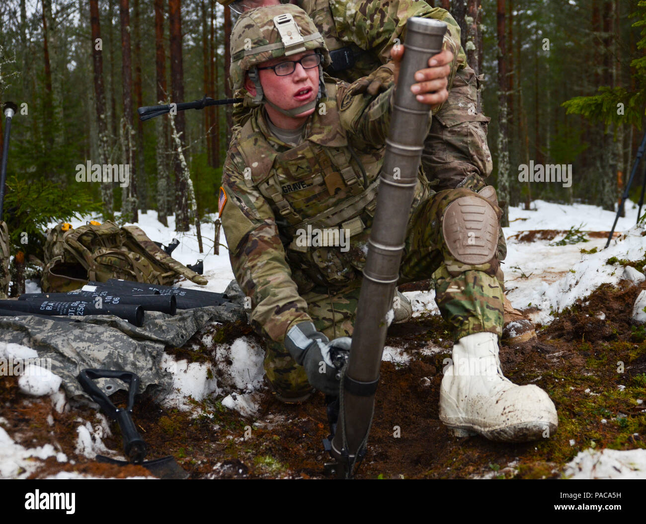 Pvt. Tyler gravement, un artilleur mortier 60 mm avec 3e Escadron, 2e ...