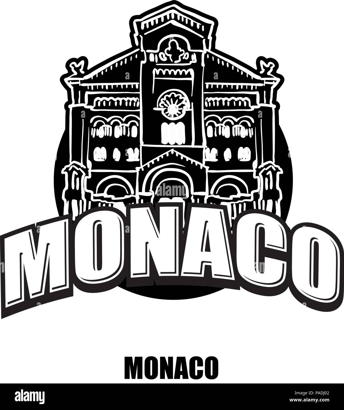 Monaco logo noir et blanc pour des impressions de haute qualité ...