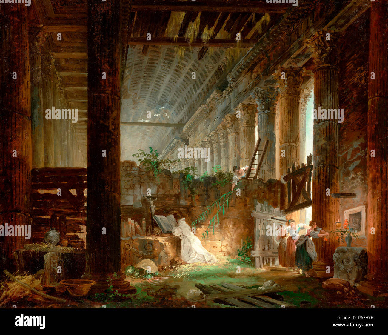 Un ermite priant dans les ruines d'un temple romain - Hubert Robert ...